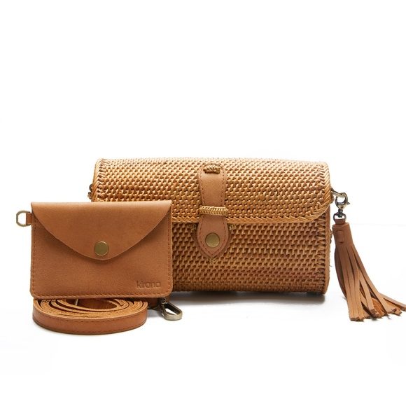 Bali Depot | Bags | Wicker Bali Bag Gift Set Handwoven Rattan Purse ...